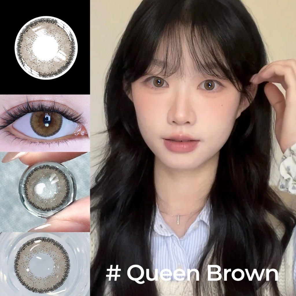 【Queen Brown 0-6độ】Kính áp tròng Mystic Eyes lens nâu tây 14.0mm lens ...
