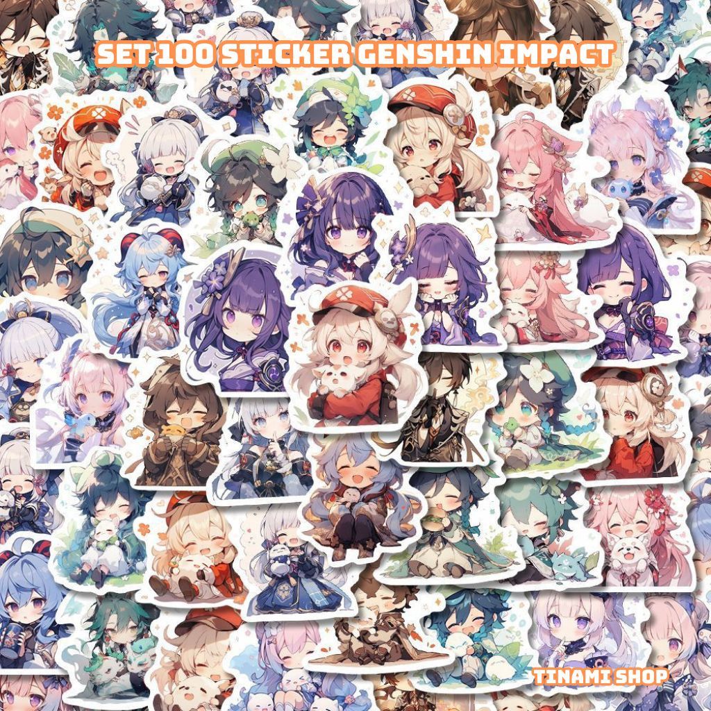 Set 100 sticker genshin impact dễ thương hình dán game anime trang trí ...