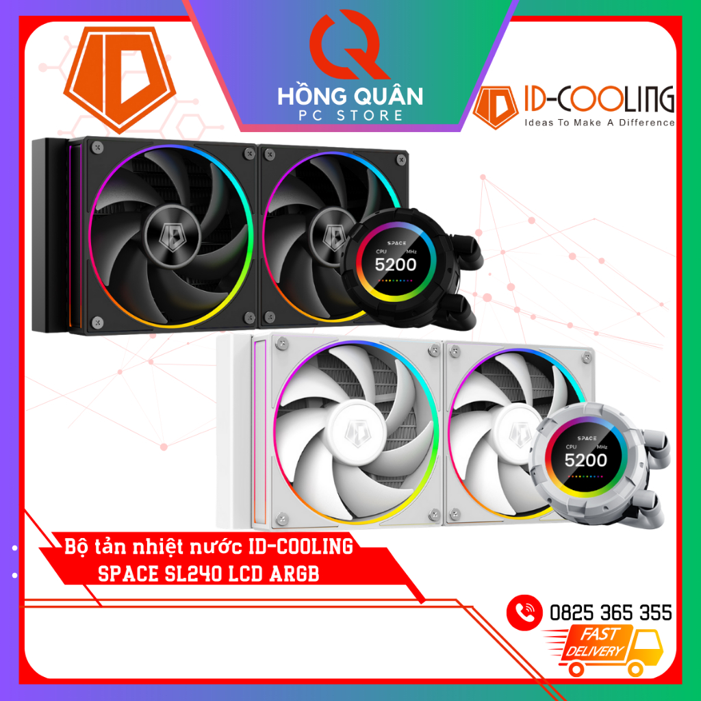 Tản Nhiệt Nước AIO ID-COOLING SPACE SL240 ARGB (Màn Hình LCD Hiển Thị ...