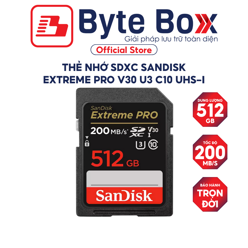 Thẻ nhớ SDHC SDXC Sandisk Extreme Pro 256GB / 512GB V30 U3 C10 UHS-I ...