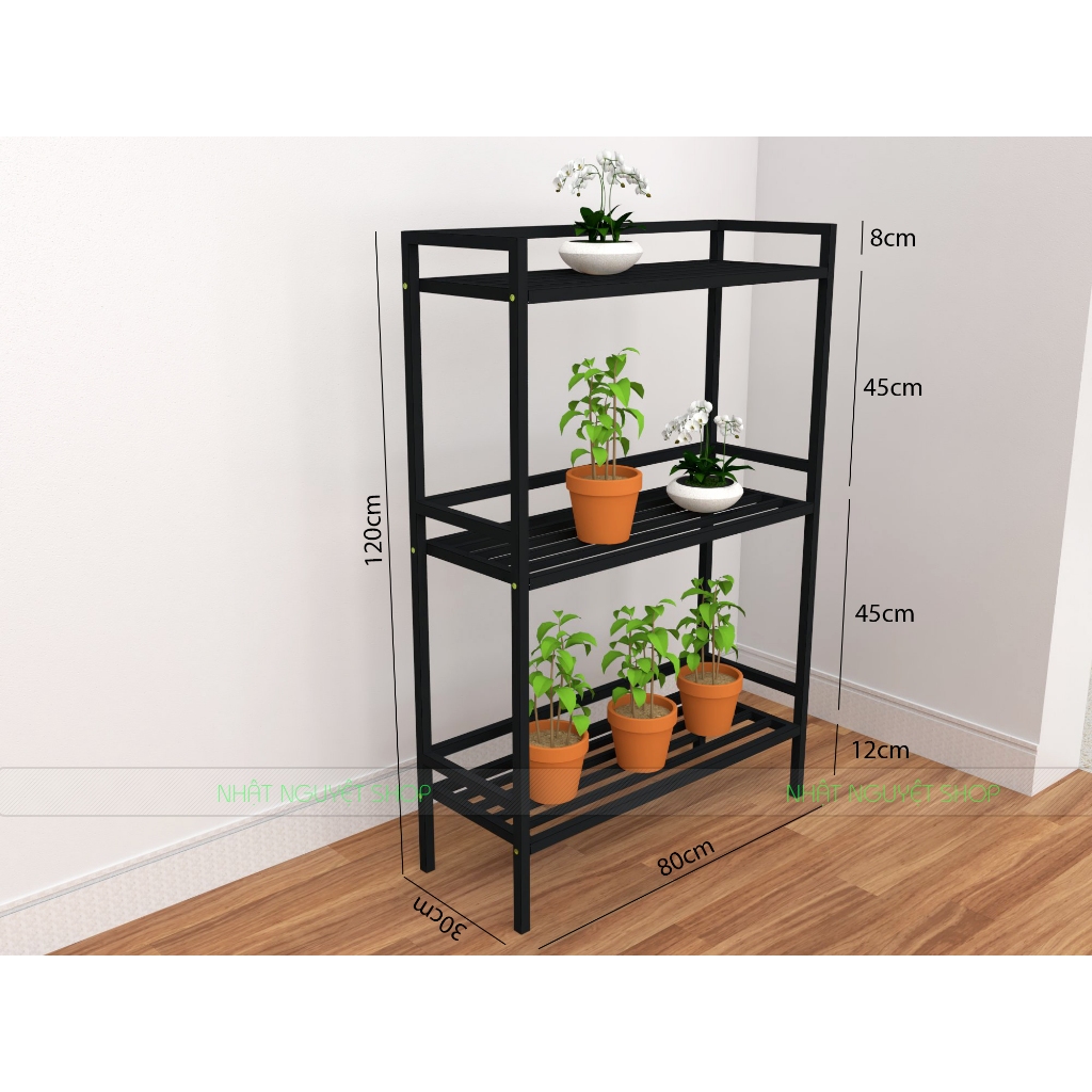 Kệ sắt 3 tầng Dài (80-100-120)cm, Rộng 30cm, Cao 120cm, thép hộp 20mm ...