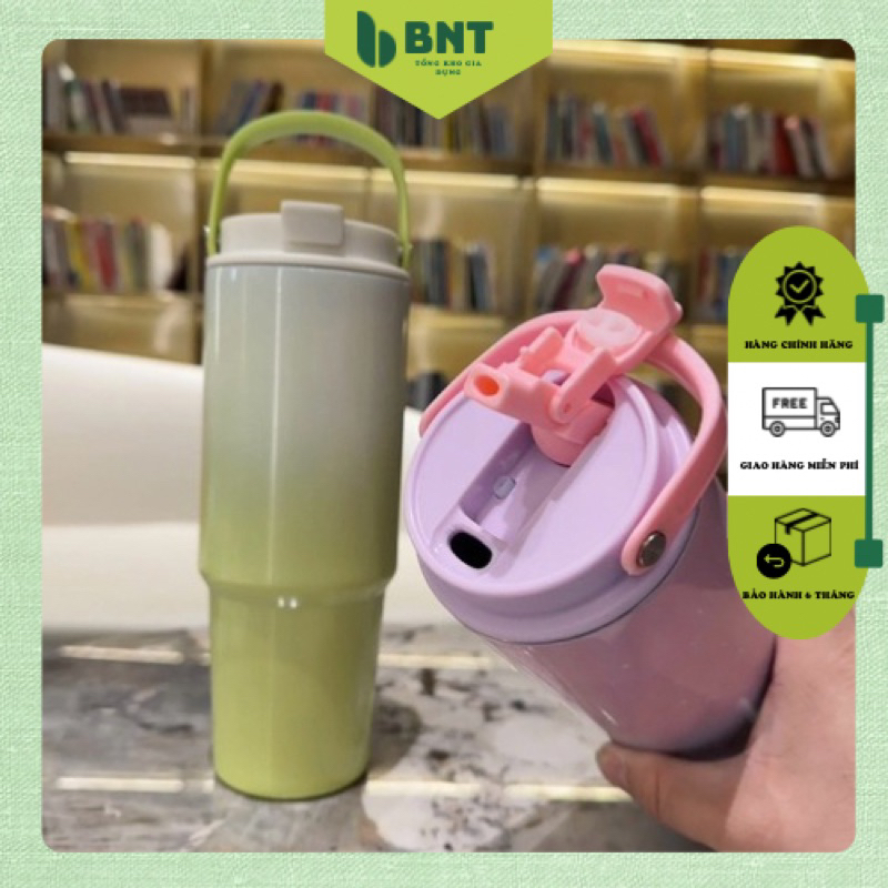 BNT.inc Ly giữ nhiệt pastel 900ml-Cốc giữ nhiệt loang màu làm bằng inox ...