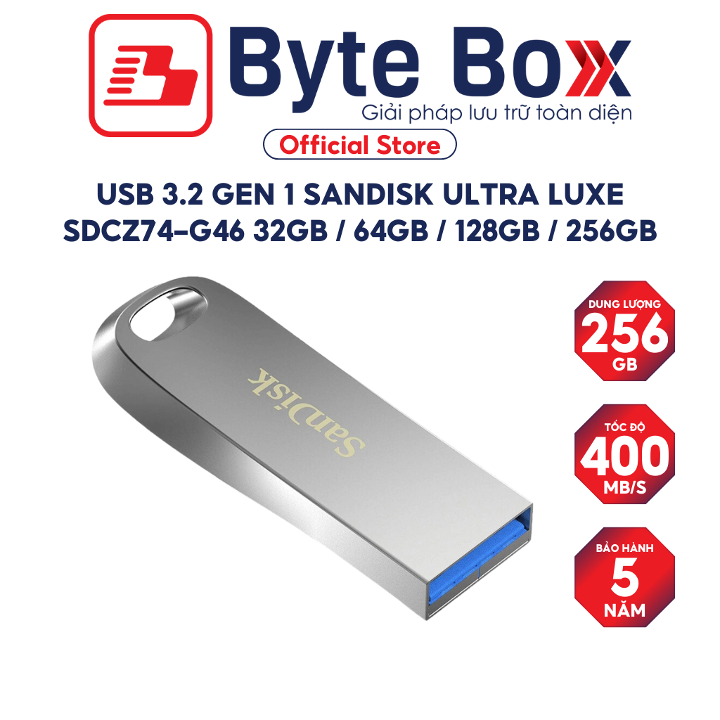 USB 3.2 Gen 1 SanDisk Ultra Luxe SDCZ74-G46 32GB / 64GB / 128GB / 256GB upto 400MB/s Bảo hành 5 ...