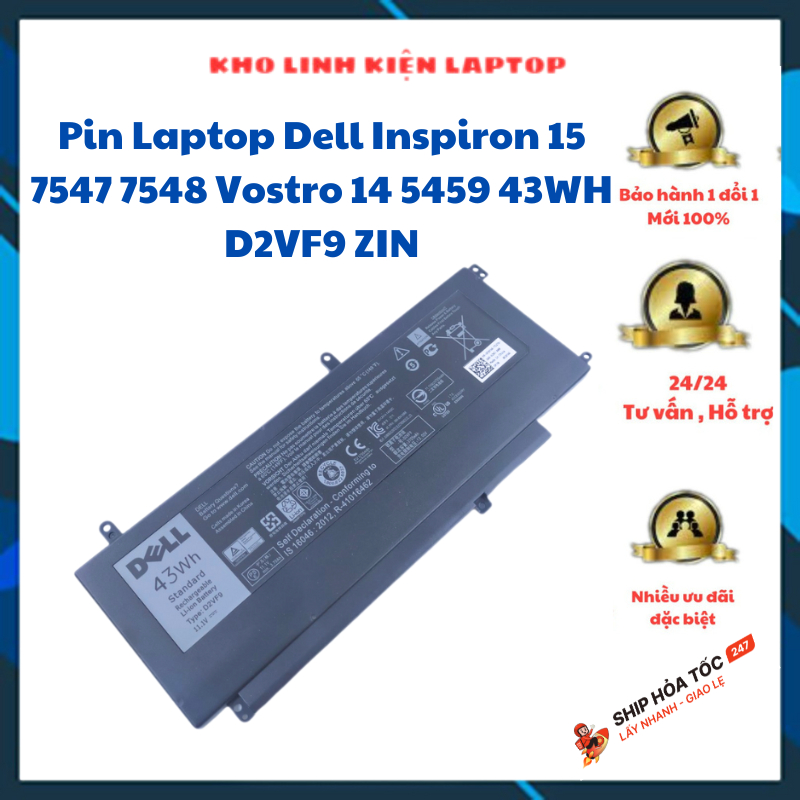 Pin Laptop Dell Inspiron 15 7547 7548 Vostro 14 5459 43WH D2VF9 [ZIN ...