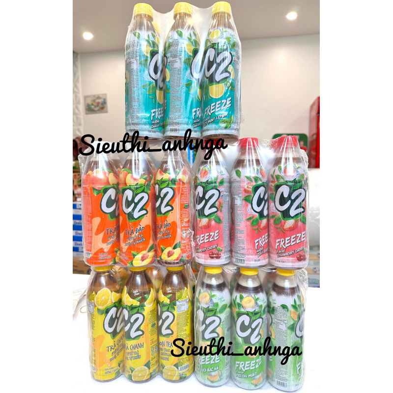 1 Lốc 6 Chai Trà Xanh C2 Hương Chanh/Táo/Dưa Lưới 225ml/ 355ml/455ml | Shopee Việt Nam