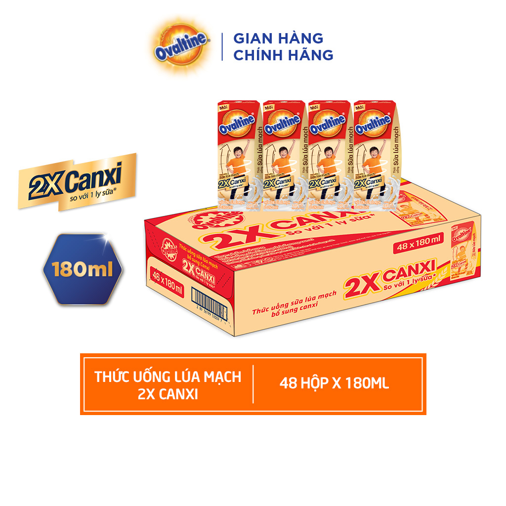 Thùng 48 hộp Thức uống lúa mạch gấp đôi Canxi Ovaltine (180ml x 48) | Shopee Việt Nam
