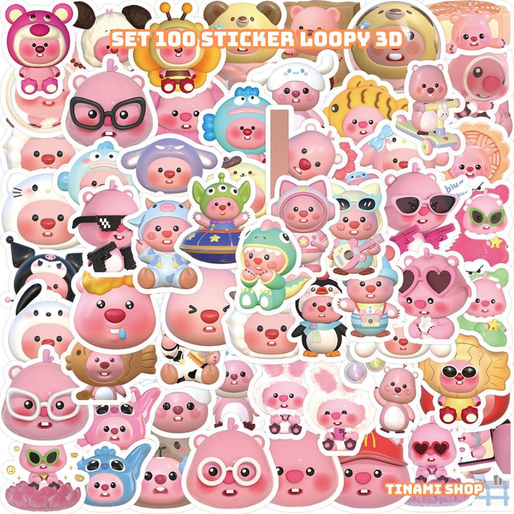 100 sticker Loopy nhân vật hoạt hình cắt sẵn không trùng dùng trang trí ...