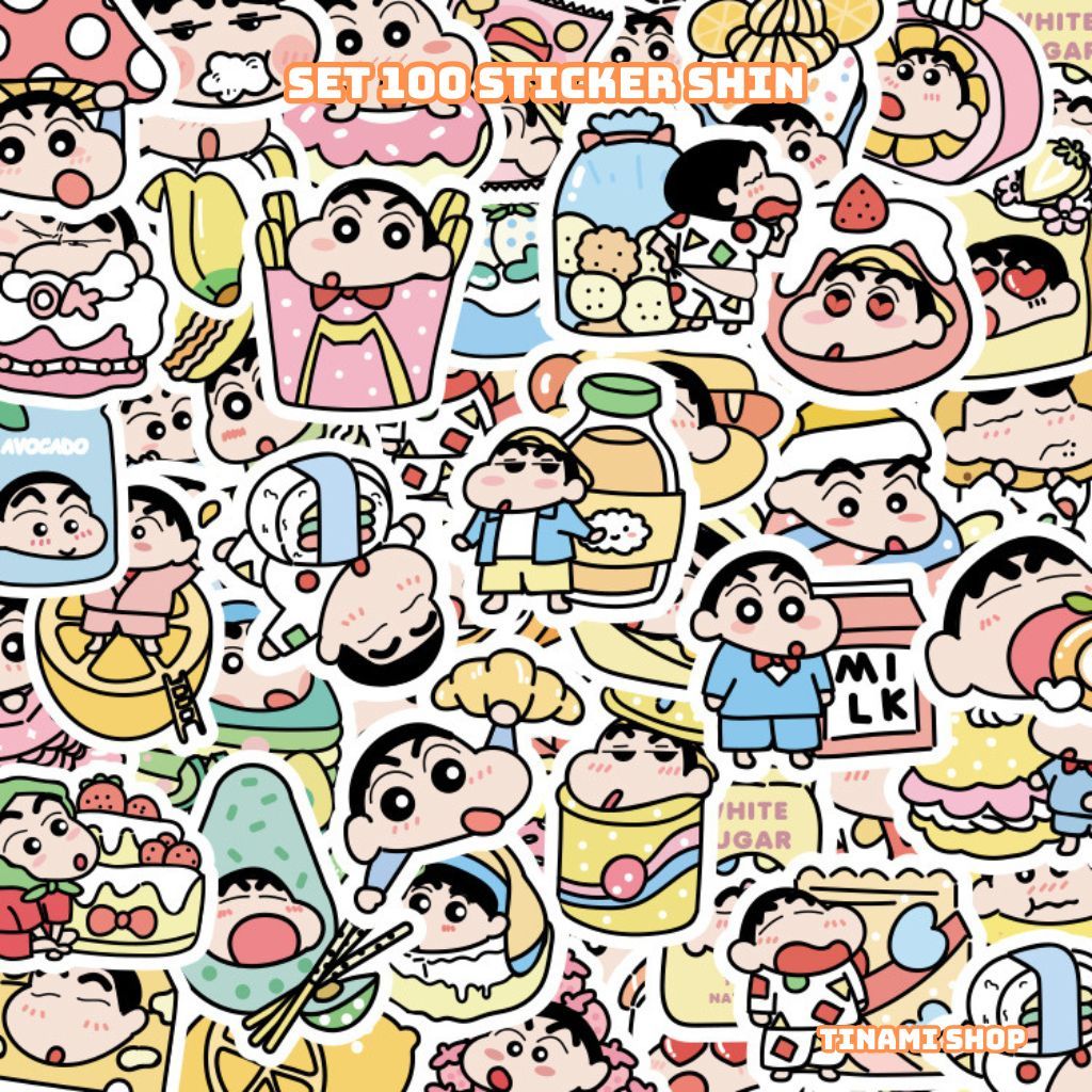 100 sticker Shin cậu bé bút chì phong cách đồ ăn hình dán cắt sẳn không ...