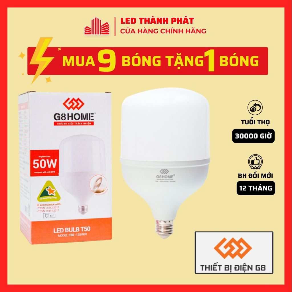 Bóng đèn led G8 HOME Siêu Sáng vỏ NHÔM 50w 40w 30w 20w 10w 5w tiết kiện điện - BULB trụ BH đổi ...