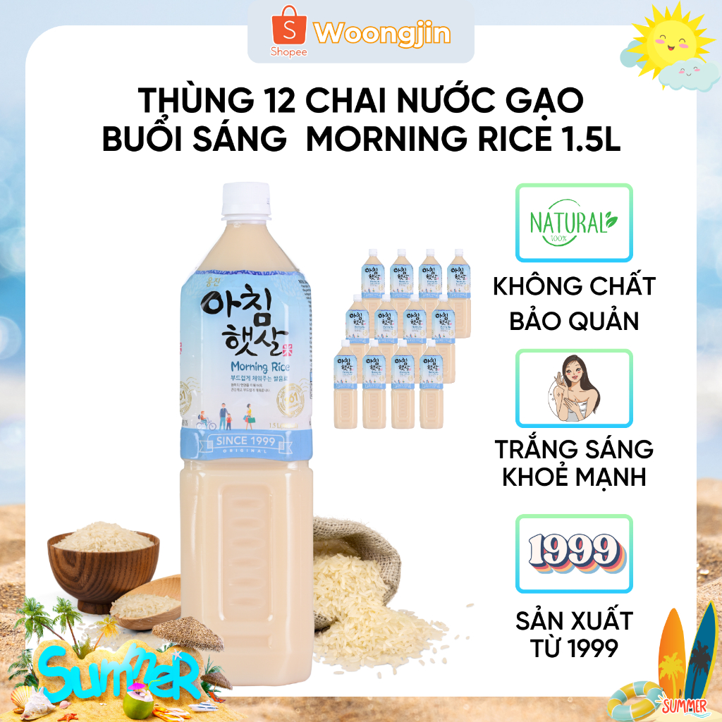 Thùng 12 Chai Nước Gạo Buổi Sáng Morning Rice 1.5L - Woongjin | Shopee ...