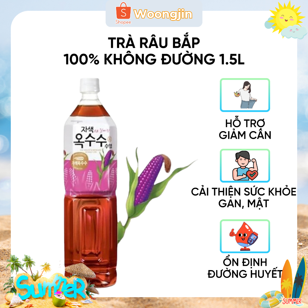 Trà Râu Bắp Không Đường - Woongjin chai 1.5L | Shopee Việt Nam