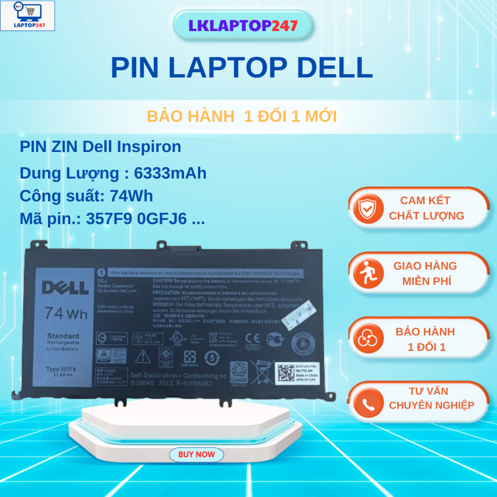 Pin zin DELL Inspiron 15 7000 7559 7557 7567 7566 5576 5577 357F9 - Pin ...