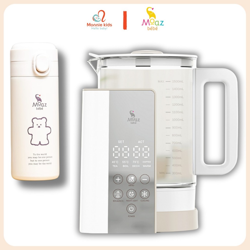 Bình đun nước Moaz Bebe MB043 pha sữa giữ nhiệt 1.5 lít, Máy đun nước ...