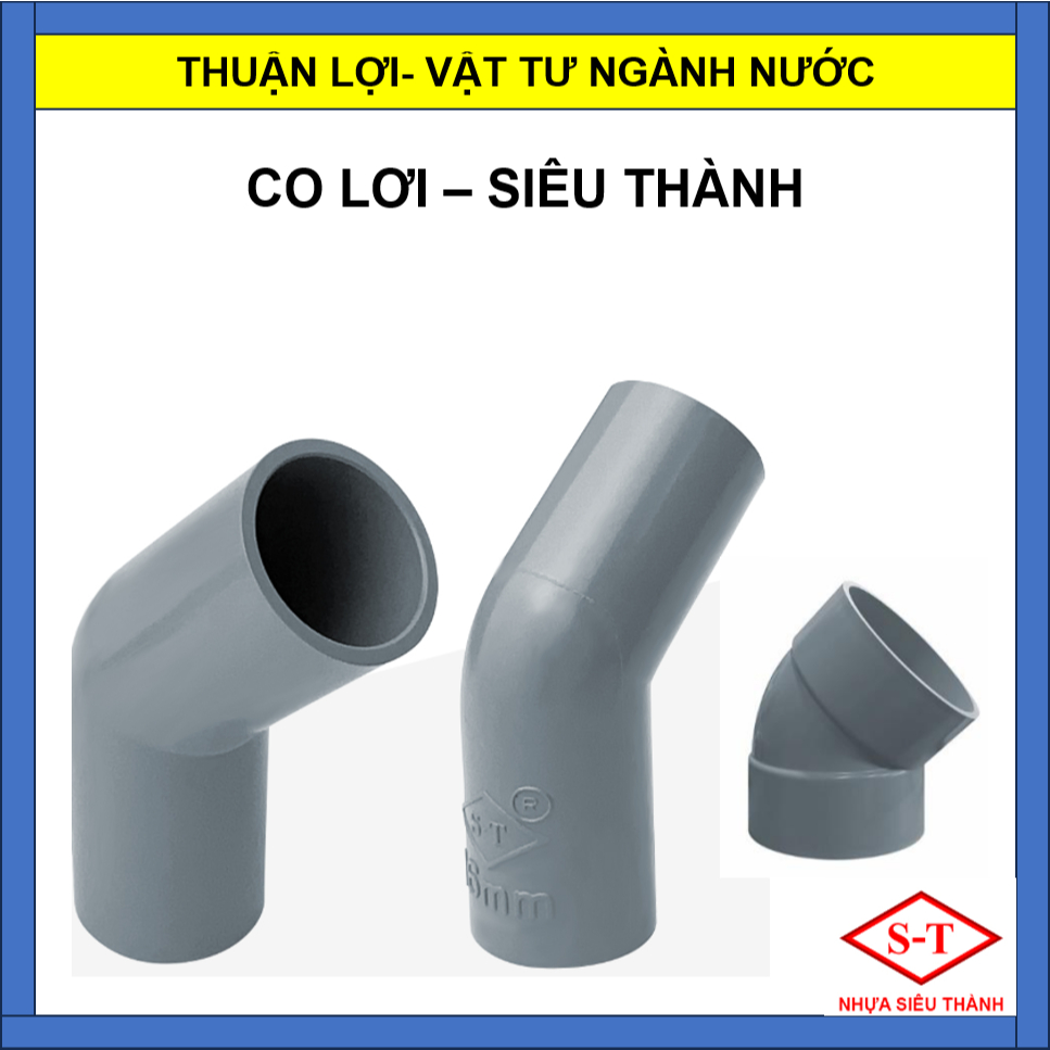 CO LƠI, CO 45 ĐỘ NHỰA PVC XÁM SIÊU THÀNH CHÍNH HÃNG 21 27 34 42 49 60 ...
