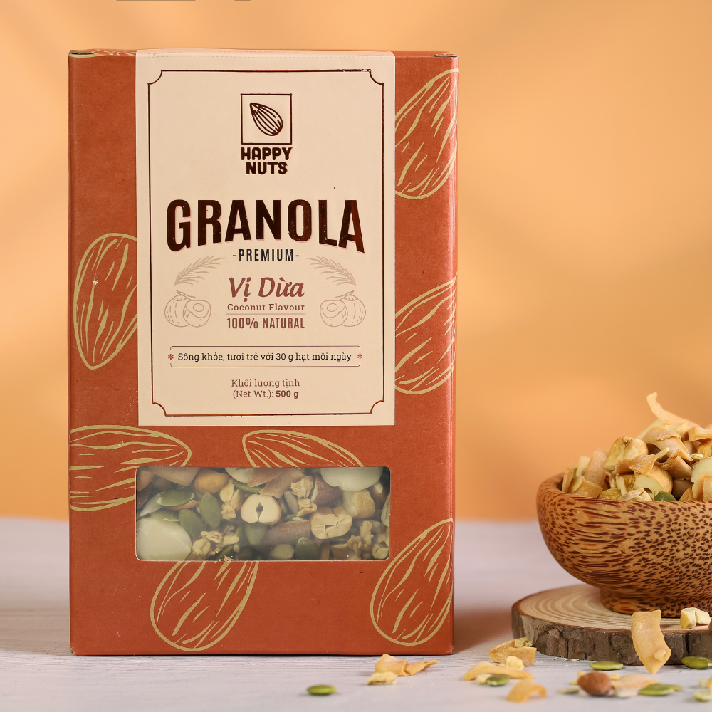 Premium Granola – Vị xoài Happy Nuts 500gr | Shopee Việt Nam