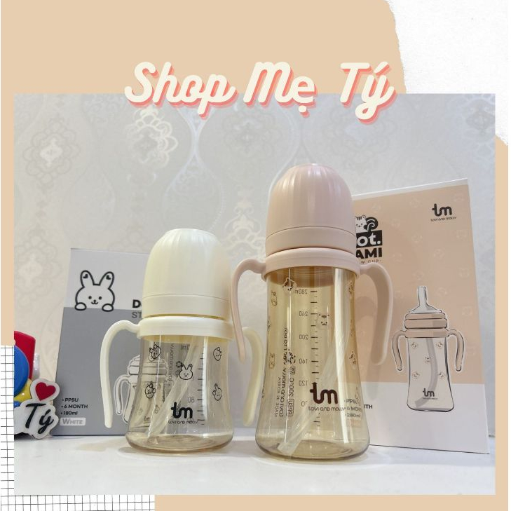 [BÌNH HÚT - ĐỦ MÀU] Bình hút Tovi and Molly X Dot to Dot THỎ/ SÓC Hàn Quốc size 180ml/ 280ml ...