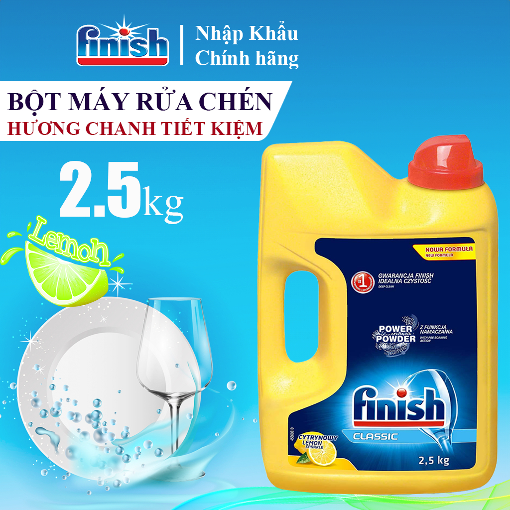 Bột rửa bát hương Chanh Finish Classic bột rửa chén sạch tiết kiệm nhập ...