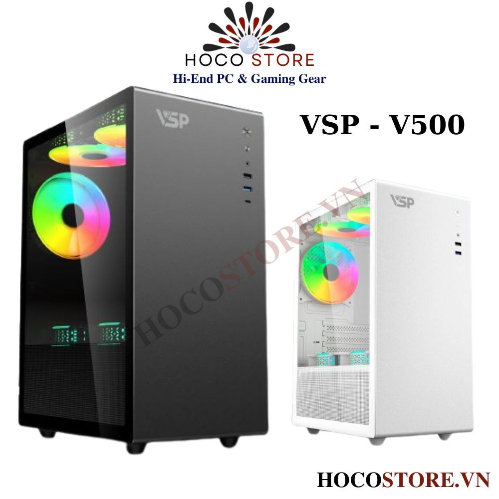 VỎ CASE MÁY TÍNH VĂN PHÒNG CÓ KÍNH VSP V500 - TRẮNG - ĐEN l Hoco Store PC | Shopee Việt Nam
