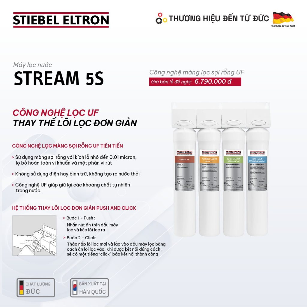 Máy lọc nước UF Stiebel Eltron Stream 5S để gầm 4 lõi, công suất lọc ...