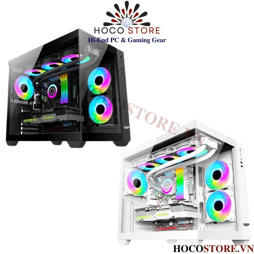 Vỏ Case Máy Tính VSP Gaming Aquanaut X4 - ATX và X2 mATX Case 2 Mặt kính chuyên tản Custom, AIO ...