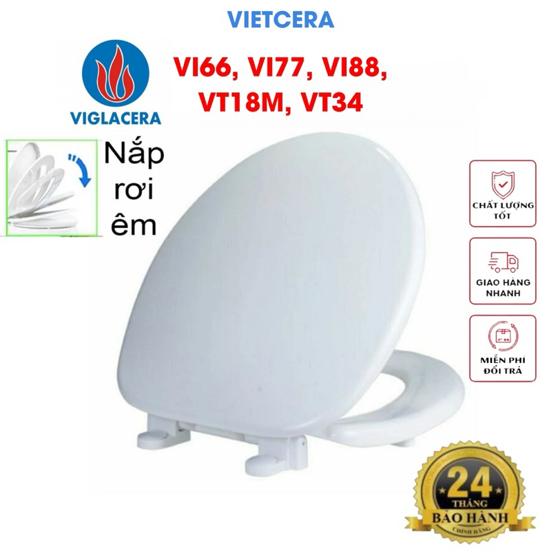 Nắp bồn cầu đóng rơi êm Vietcera thay cho nắp bồn cầu - Viglacera VI66 ...