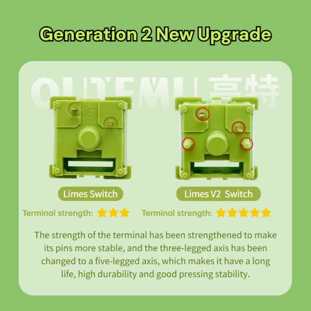 Switch outemu silent peach v2 linear / lime v2 tactile 5pin , không ồn siêu yên tĩnh, giá rẻ ...