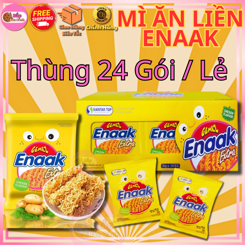 [DATE MỚI] Mì Ăn Liền Enaak - Snack Mì Ăn Liền Enaak Extra (Thùng 24 ...