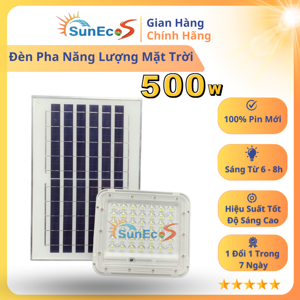 Đèn Năng Lượng Mặt Trời Đèn Chống Chói Mới 500W Suneco Đèn Pha Led Remote Từ Xa Bảo Hành 2 Tháng ...