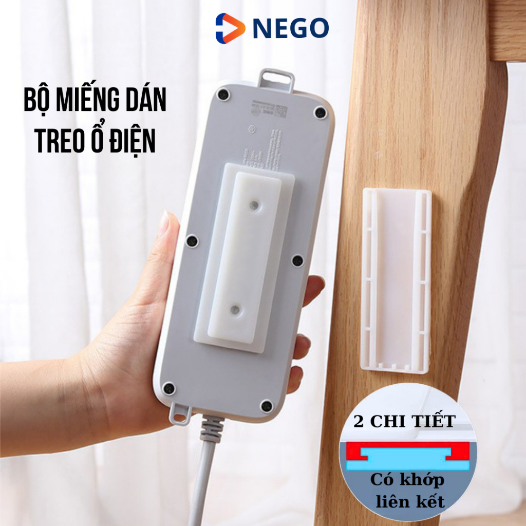 Miếng dán tường keo 3M siêu chắc Nego treo ổ cắm điện thông minh móc ...