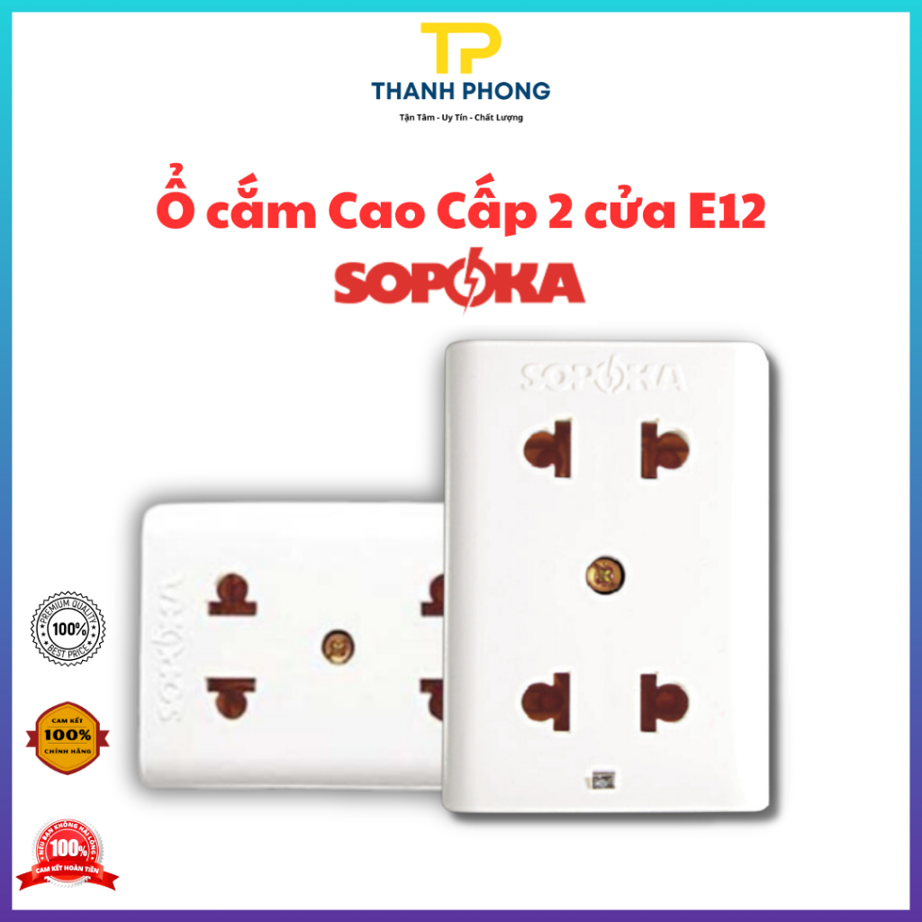 Ổ cắm 2 cửa cao cấp Sopoka chống cháy E12 | Shopee Việt Nam