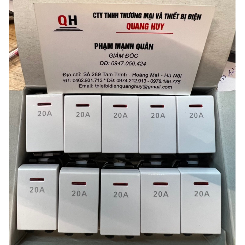 Hạt công tắc bình nóng lạnh 20A có đèn báo, Công tắc 2 cực S18CC chính ...