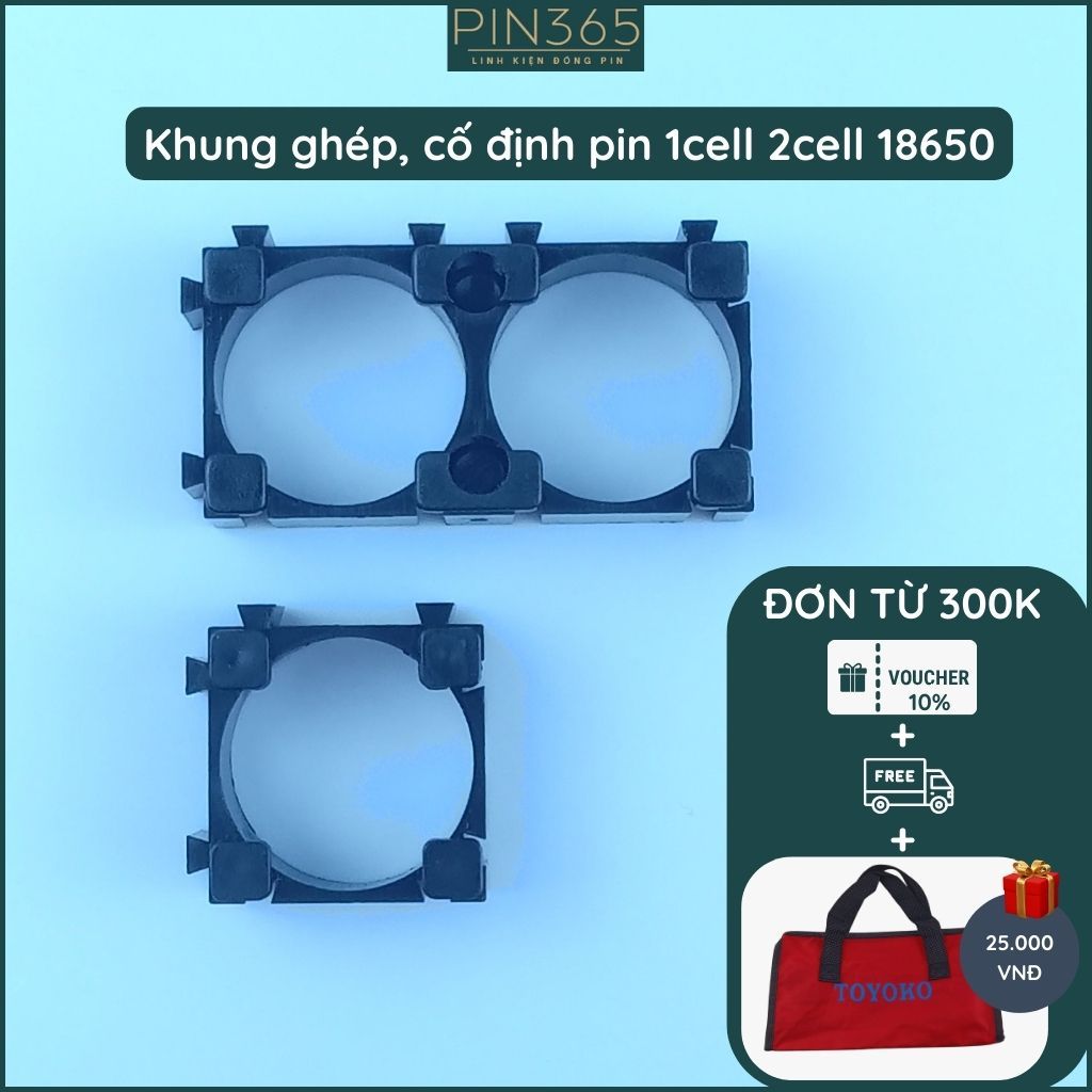 Khung ghép, khung cố định pin 1 cell 2 cell 18650 dùng cho pin công cụ ...