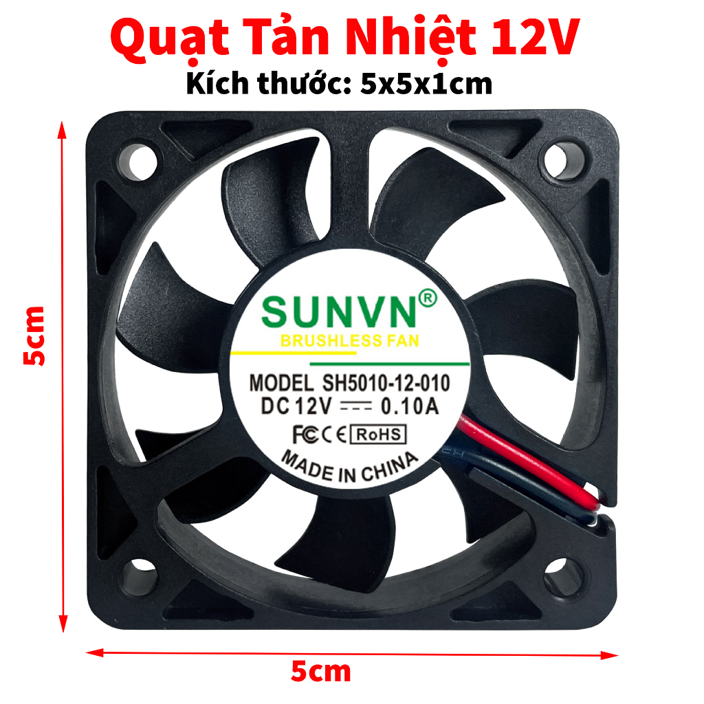 [Chính Hãng] Quạt Tản Nhiệt 12V 24V DC 5x5, 9x9, 12x12CM, Quạt làm mát 12V đủ loại, lưới bảo vệ ...