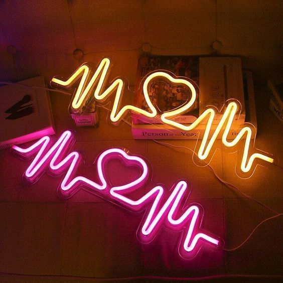 Đèn led neon nhịp tim(45x12.6cm).Led neon trang trí,Đèn decor phòng ...
