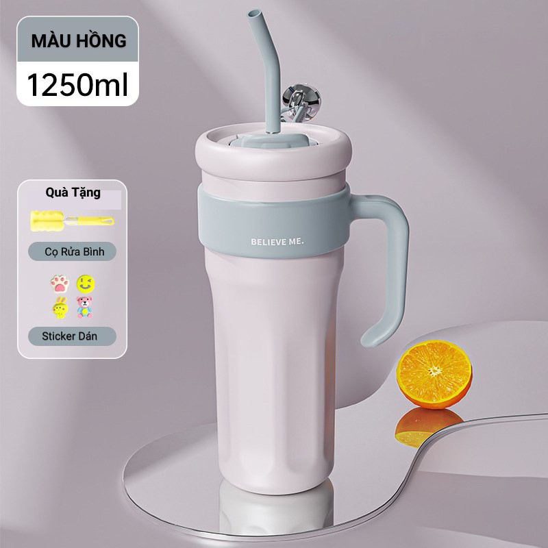 Ly giữ nhiệt NIUMI 1250ml 316 nắp xoay Belive me có ống hút | Shopee Việt Nam
