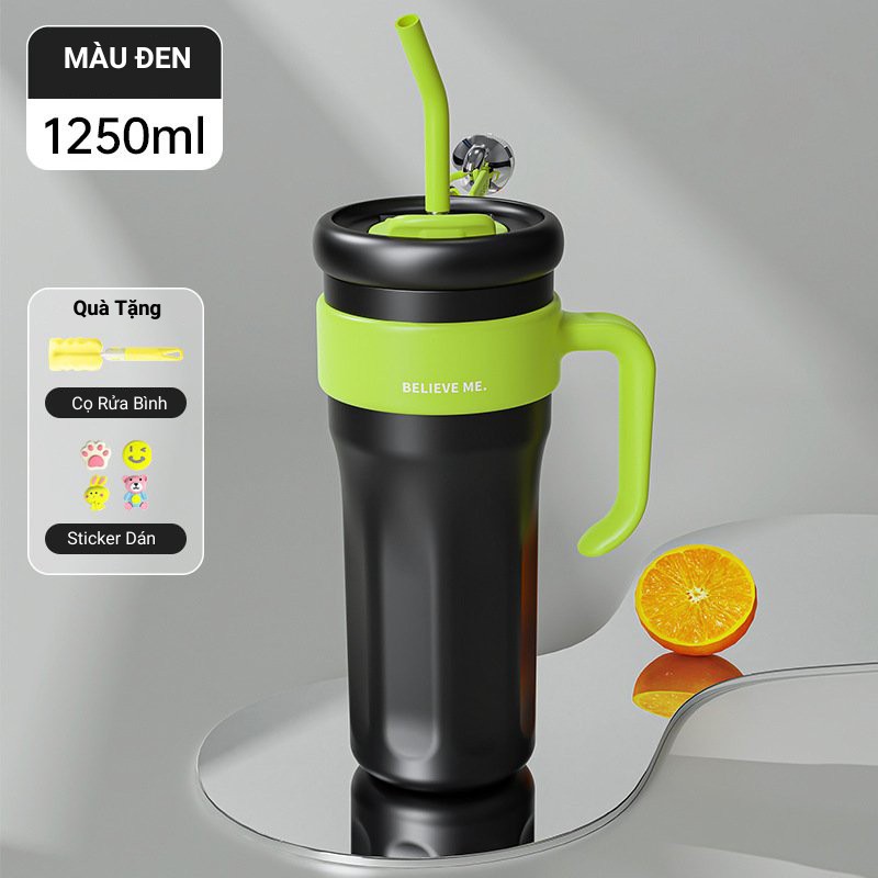 Ly giữ nhiệt NIUMI 1250ml 316 nắp xoay Belive me có ống hút | Shopee Việt Nam