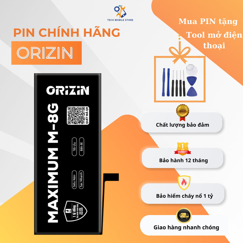 Pin LP Orizin Maximum M8G Chính Hãng Dung Lượng Cực Đại 2340mAh Full Vat, Bảo hiểm cháy nổ lên ...