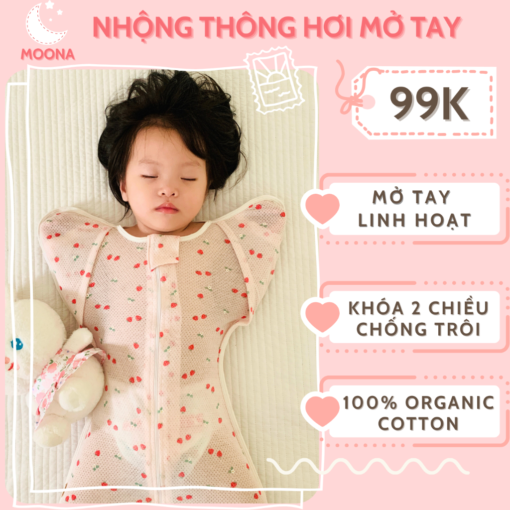 Nhộng chũn thông hơi cho bé siêu mỏng mở tay thoáng khí vải Hàn Quốc ...