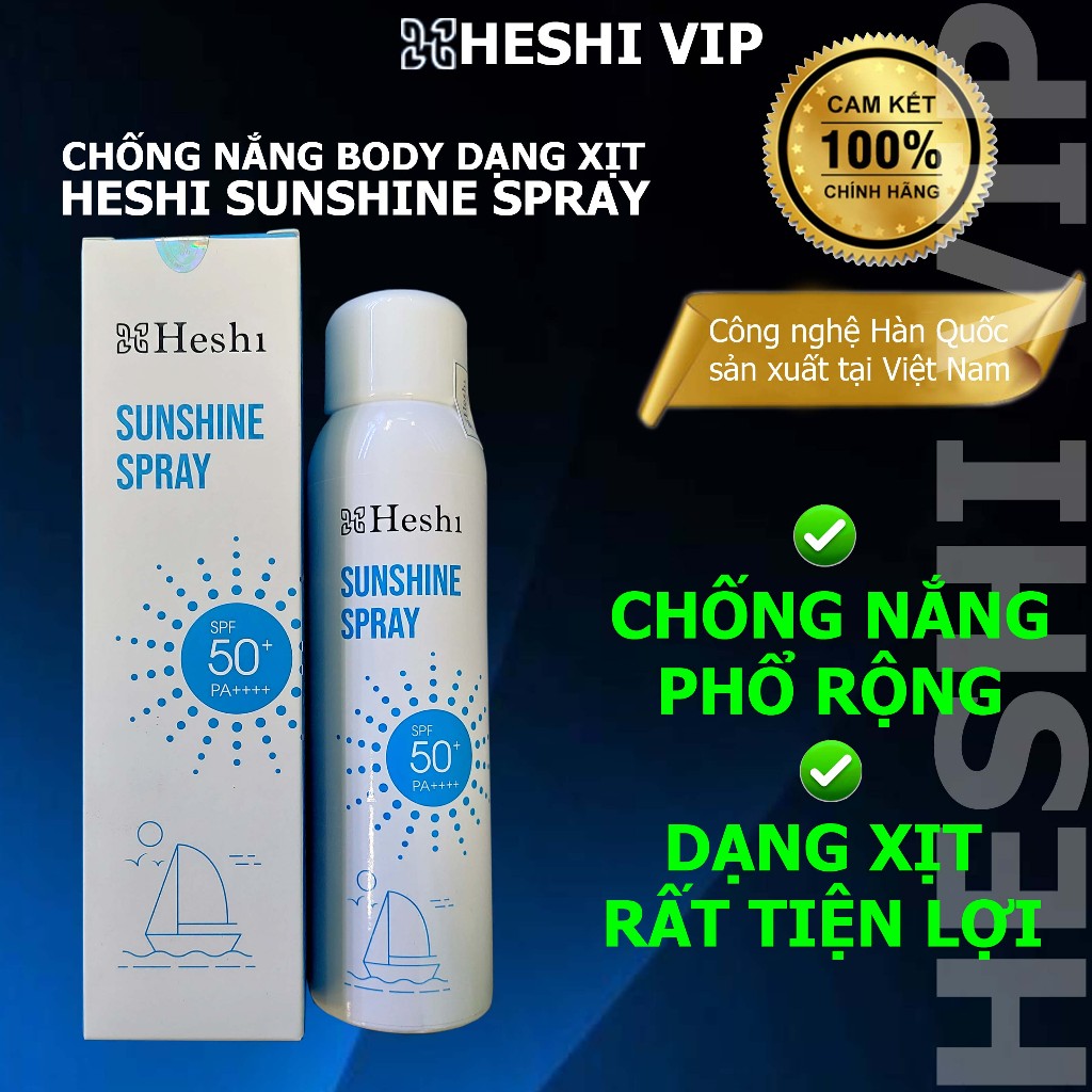 Chống nắng body Heshi Sunshine Spray 120ml kem chống nắng dạng xịt cấp ...