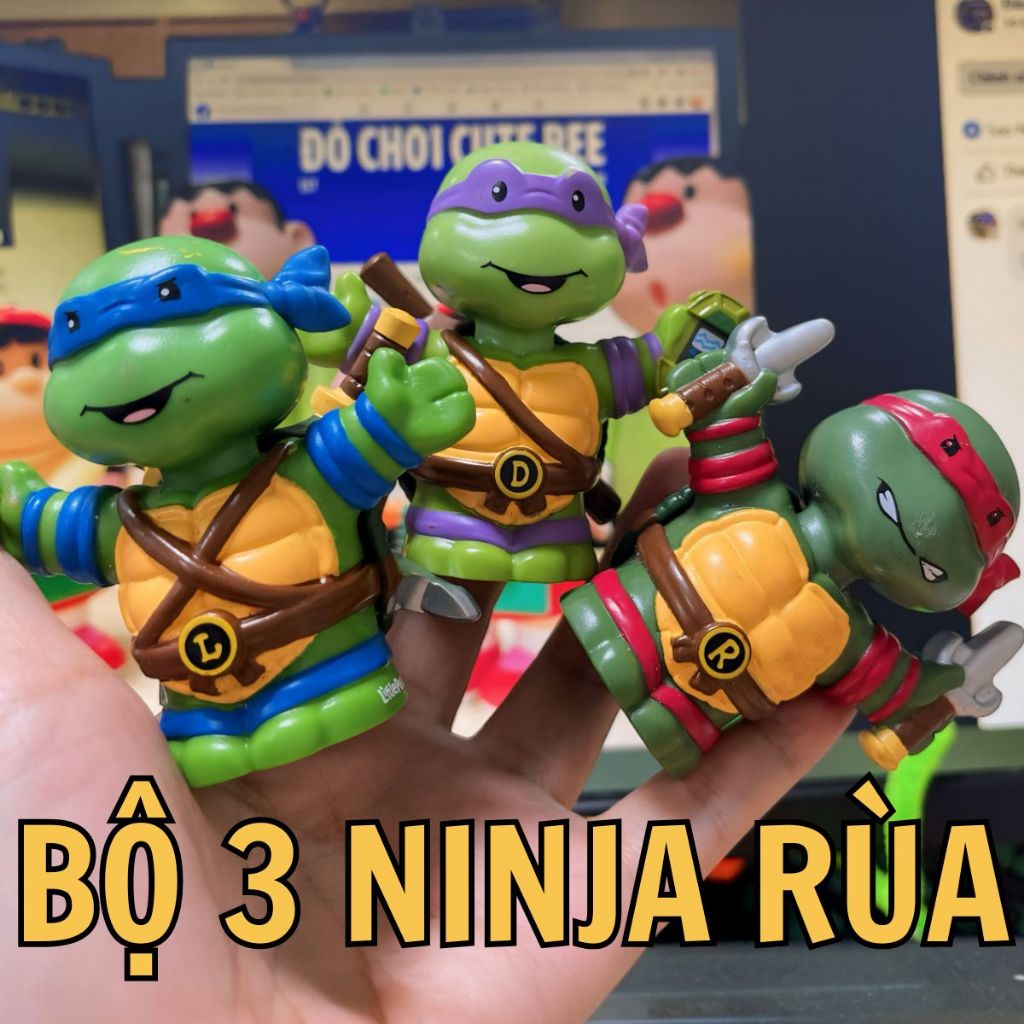 Combo 3 mô hình Ninja Rùa mini chính hãng Mattel xuất dư phiên bản đặc ...