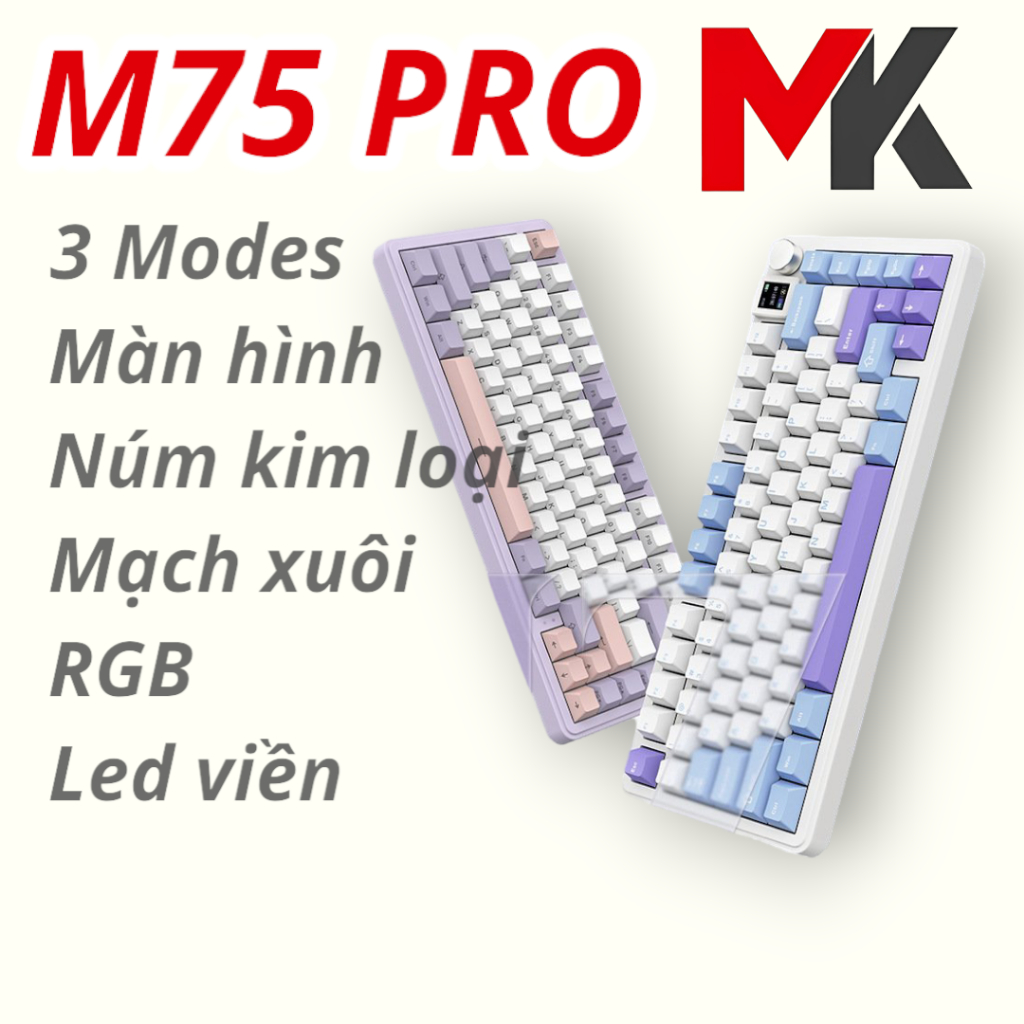 Bàn Phím Cơ Xinmeng M75 Pro Không Dây, Màn Hình, Mạch Xuôi, Led RGB, Kết Nối 3 Modes | Shopee ...