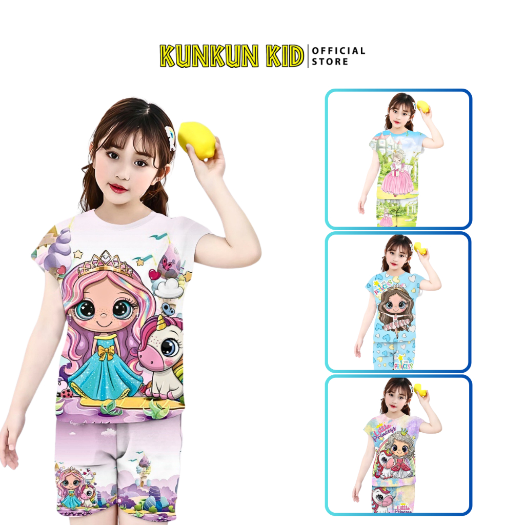 [Công chúa] - Đồ bộ bé gái chất thun lạnh co giãn 4 chiều in 3D TP1012 - KunKun Kids [10-60kg ...