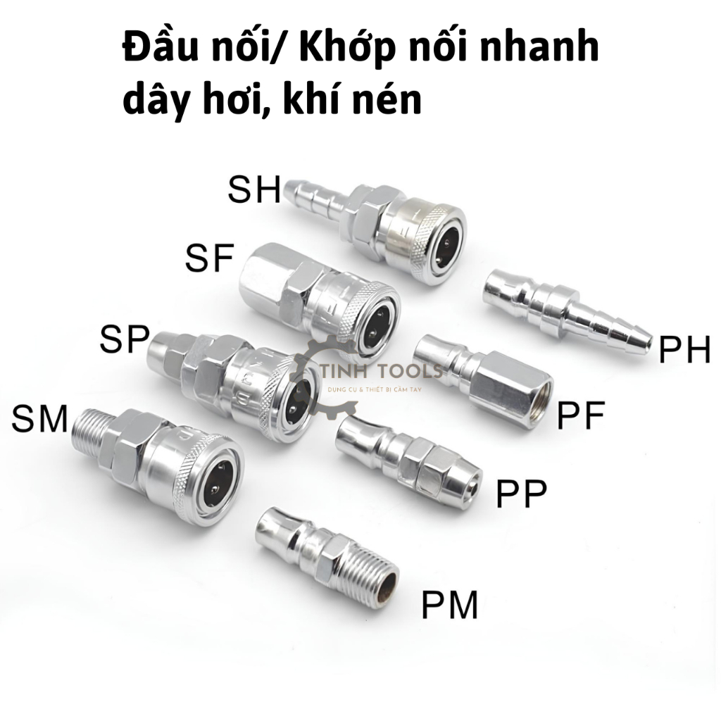 Đầu nối nhanh dây hơi, cút nối dây hơi khí nén | Khớp nối nhanh dây hơi ...