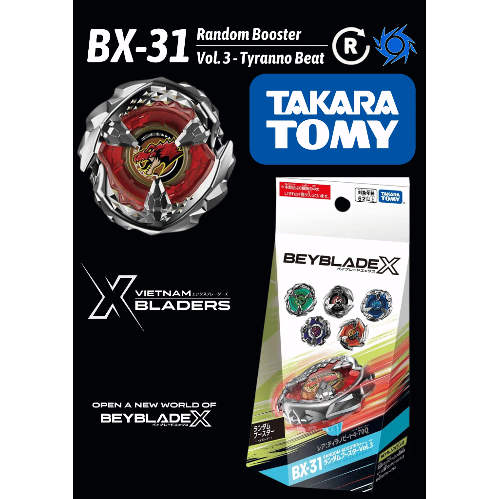 [Beyblade X – Takara Tomy] Con quay BX-31 Random Booster Vol. 3 - Tyranno Beat. Beyblade chính ...
