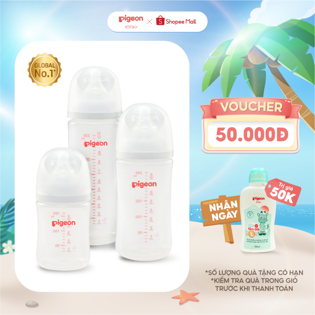 Bình sữa Softouch PP Plus Pigeon thế hệ III 160ml / 240ml / 330ml | Shopee Việt Nam