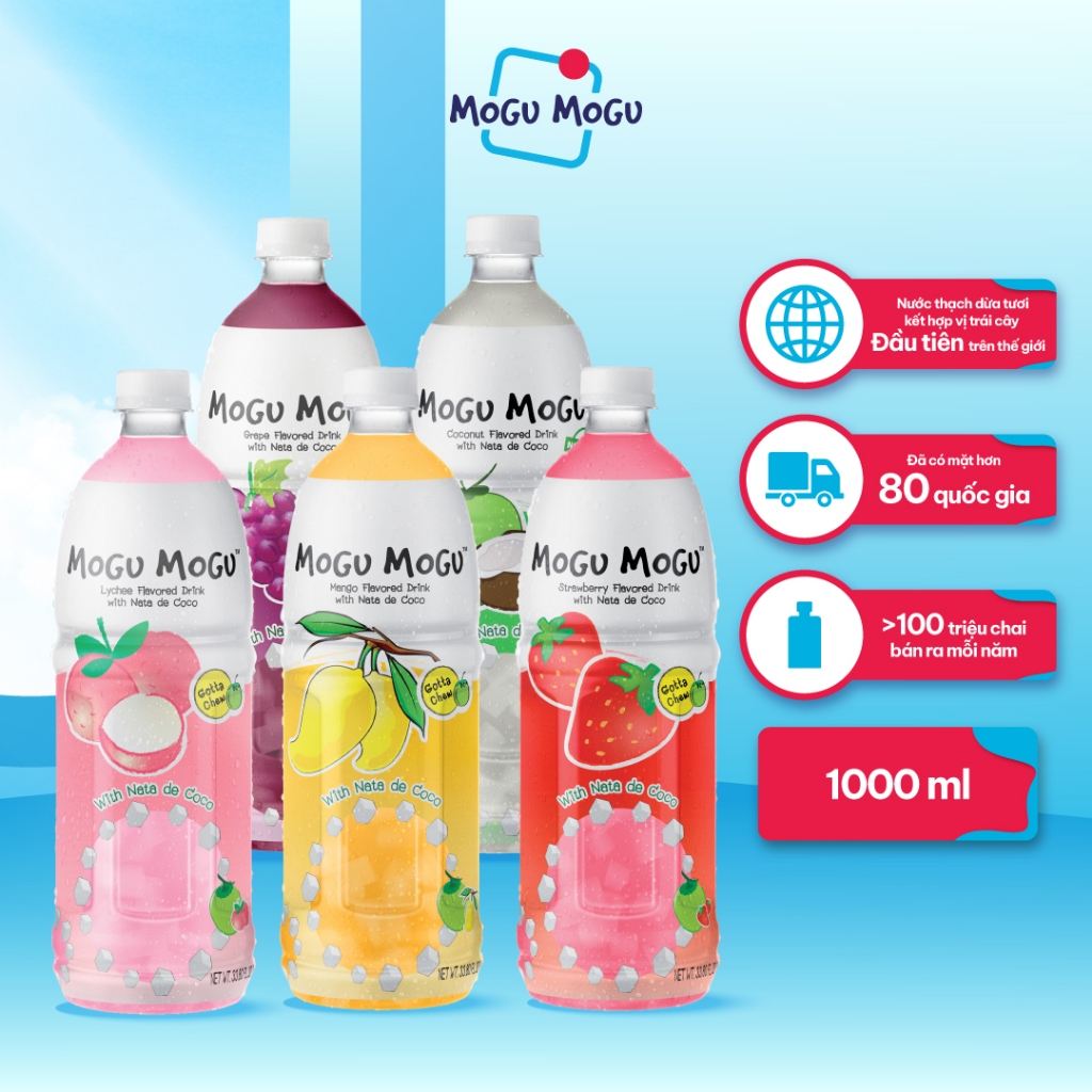 [MUA 3 CHAI 1L TẶNG 1 GÓI NƯỚC ÉP THẠCH GUMI] Nước Thạch Dừa Mogu Mogu 1L Thái Lan Trái Cây Thơm ...