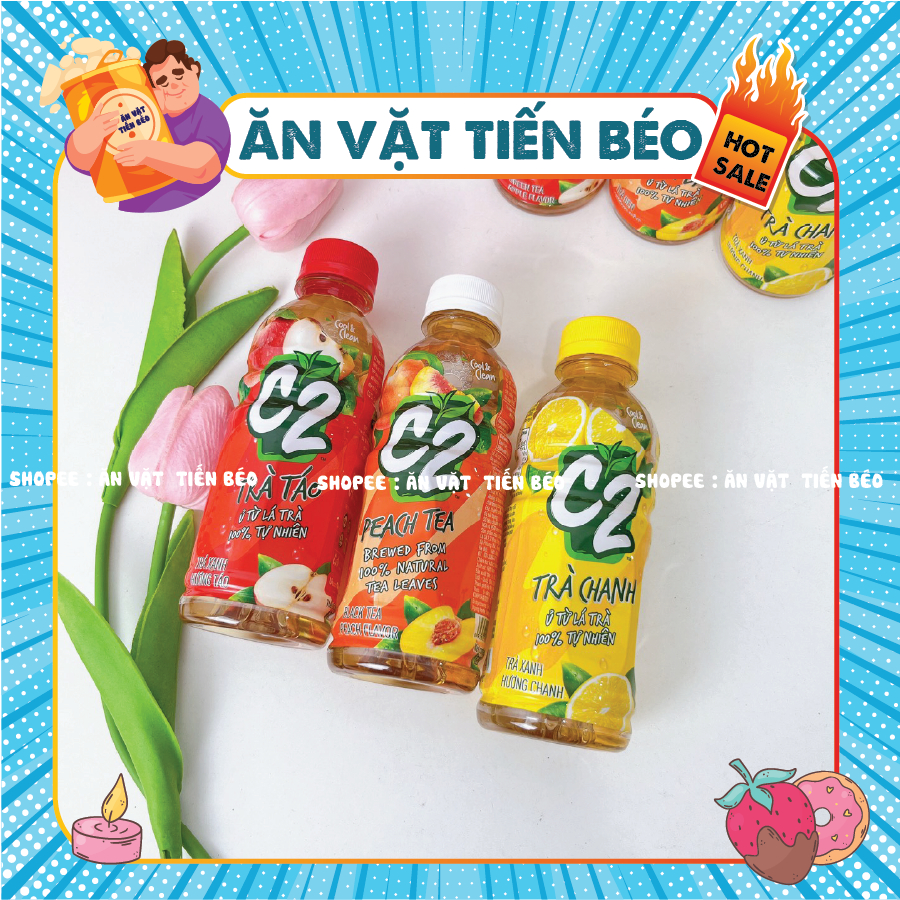 Nước C2 trà đào, trà chanh, trà táo 225ml Date mới, đồ ăn vặt | Shopee ...