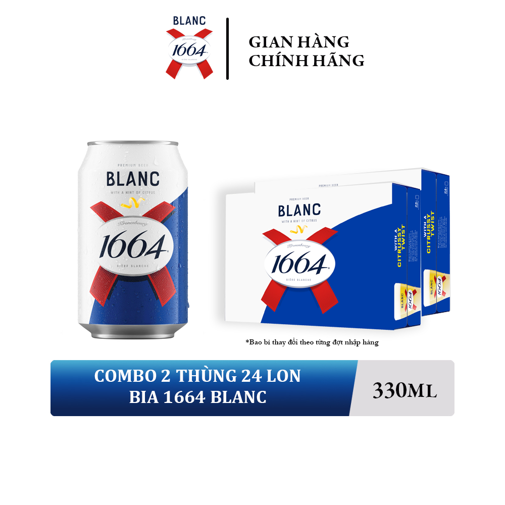 Nồng độ cồn 5% - Combo 02 Thùng Bia Kronenbourg 1664 Blanc - Thùng 24 lon 330ml | Shopee Việt Nam