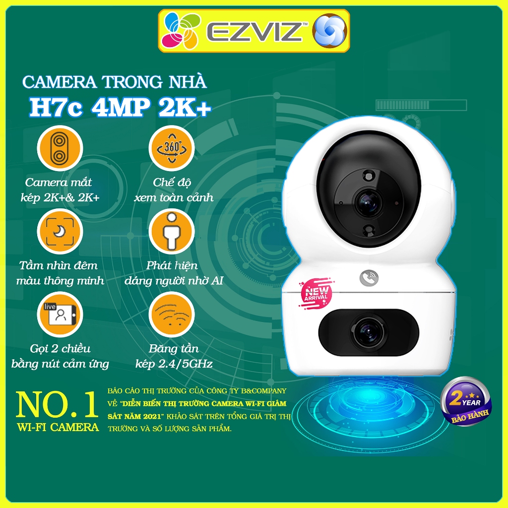 Camera wifi ống kính kép Ezviz H7c 4MP 2K+ chính hãng, xoay 360, đàm ...
