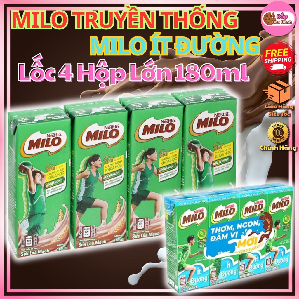 Thức Uống Lúa Mạch Milo Nestle - Sữa Milo Lúa Mạch - Có Đường / Ít ...